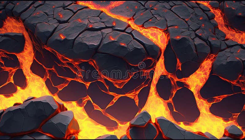 Magma Volcano Background. Lava Fire Using UI UX Design. Stock Image ...