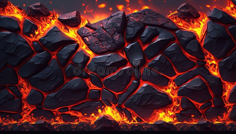 Magma Volcano Background. Lava Fire Using UI UX Design. Stock ...