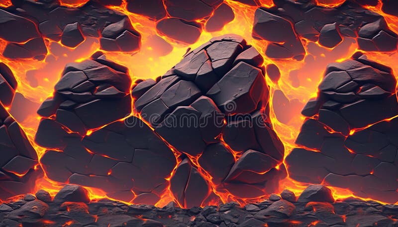 Magma Volcano Background. Lava Fire Using UI UX Design. Stock ...
