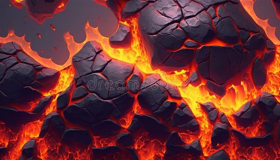 Magma Volcano Background. Lava Fire Using UI UX Design. Stock Illustration - Illustration of ...