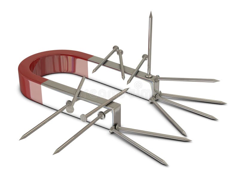 Magneet en spijkers stock illustratie. Illustration of rood - 16232611