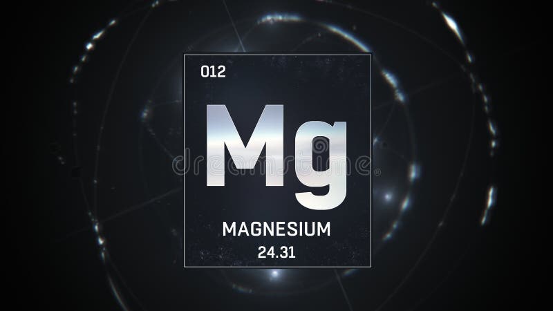 Magnesium As Element 12 of the Periodic Table 3D Animation on Red ...