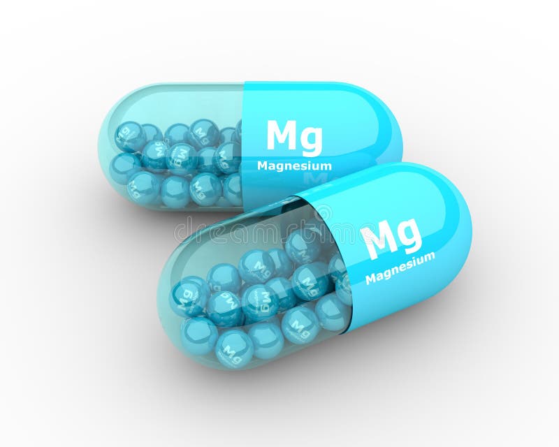 Magnesium Capsule with Granules Lying on Table Stock Illustration ...
