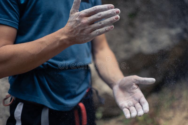 Magnesium Dust Particles Flying into the Air As Climber Removes Excess ...