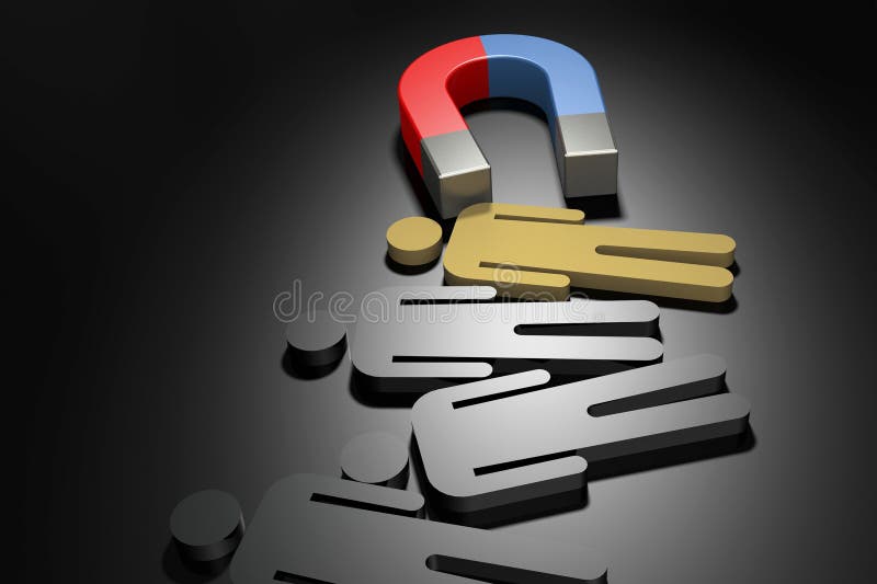 Magnet Attract Talent with Golden Puppet Stock Illustration ...