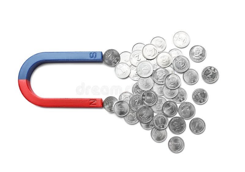 Magnet, Coins and Tickets on the Map. Stock Image - Image of currency ...