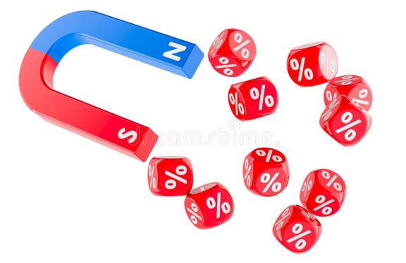 Magnet Attracting of Discount Cubes. 3D Rendering Stock Illustration ...