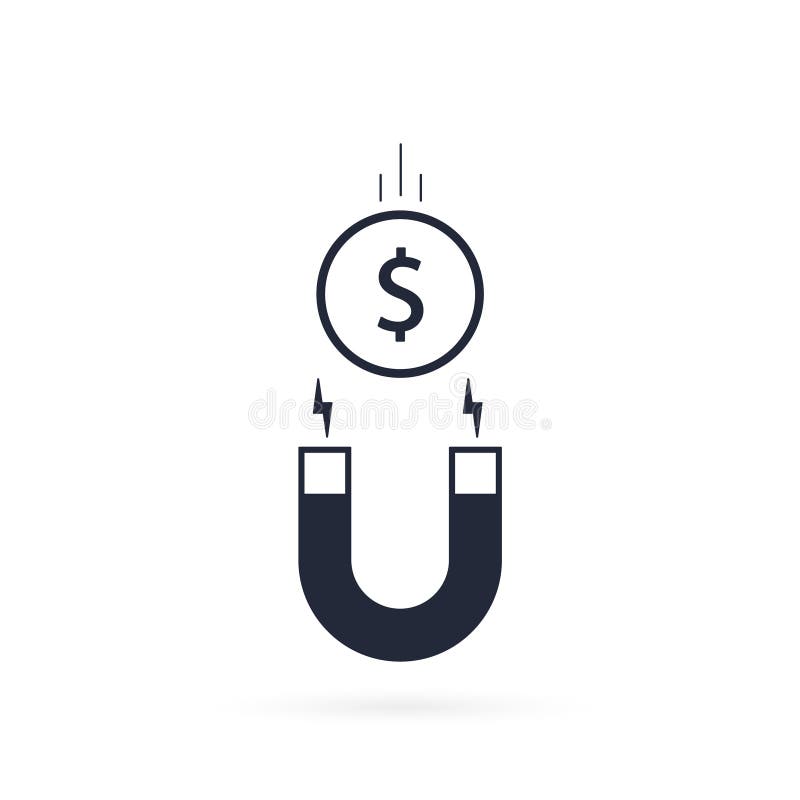 Magnet Attracting Money Sign. Flat Design Icon Vector Illustration ...