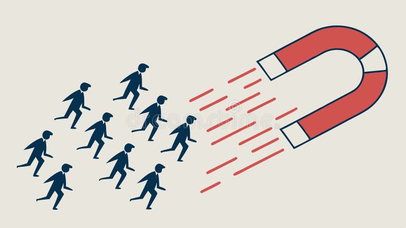 Magnet Attracting People, Customer Acquisition, Vector Design ...