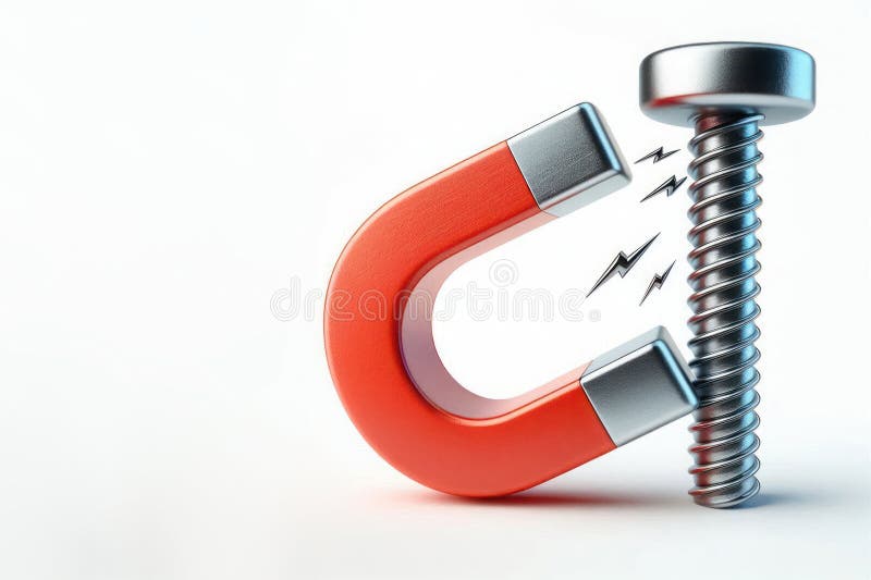 The Magnet Attracts the Bolt. Space for Text. Stock Illustration ...