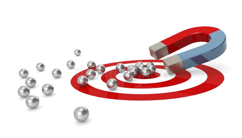 Magnet Attracts Red Metal Balls Isolated Stock Illustration ...