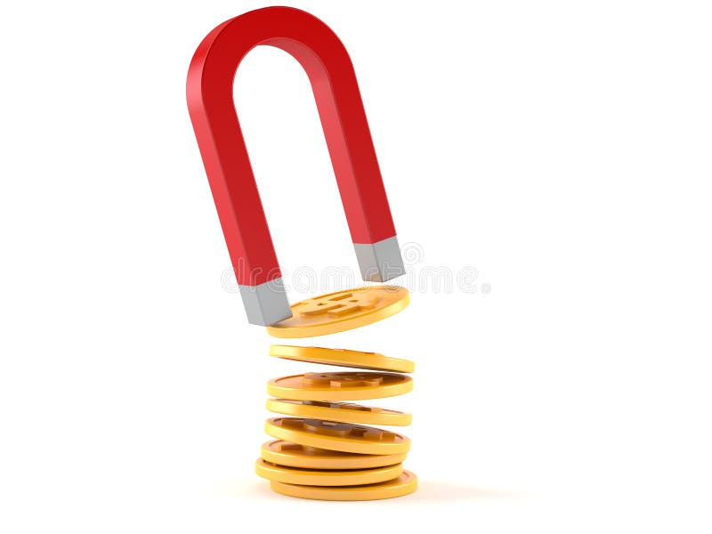 Magnet with coins stock illustration. Illustration of force - 106886943
