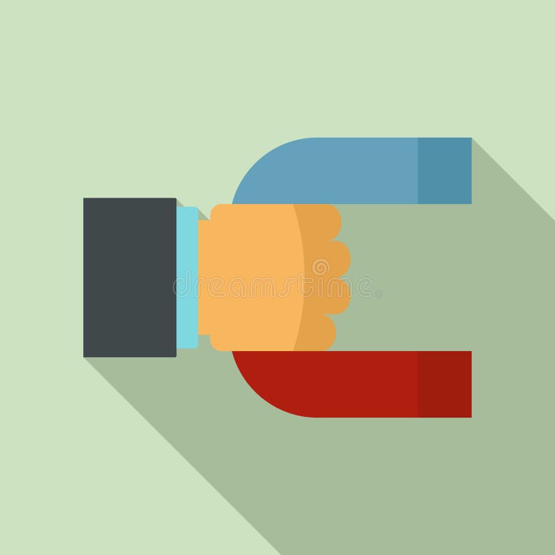 Magnet in Hand Icon, Flat Style Stock Vector - Illustration of ...