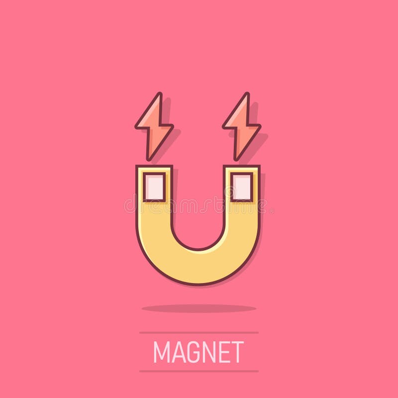 Magnet Icon in Comic Style. Attract Cartoon Vector Illustration on ...