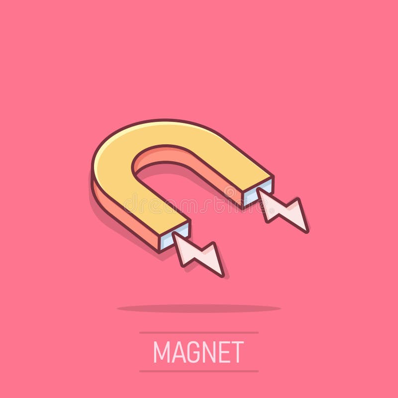 Magnet Icon in Comic Style. Attract Cartoon Vector Illustration on ...