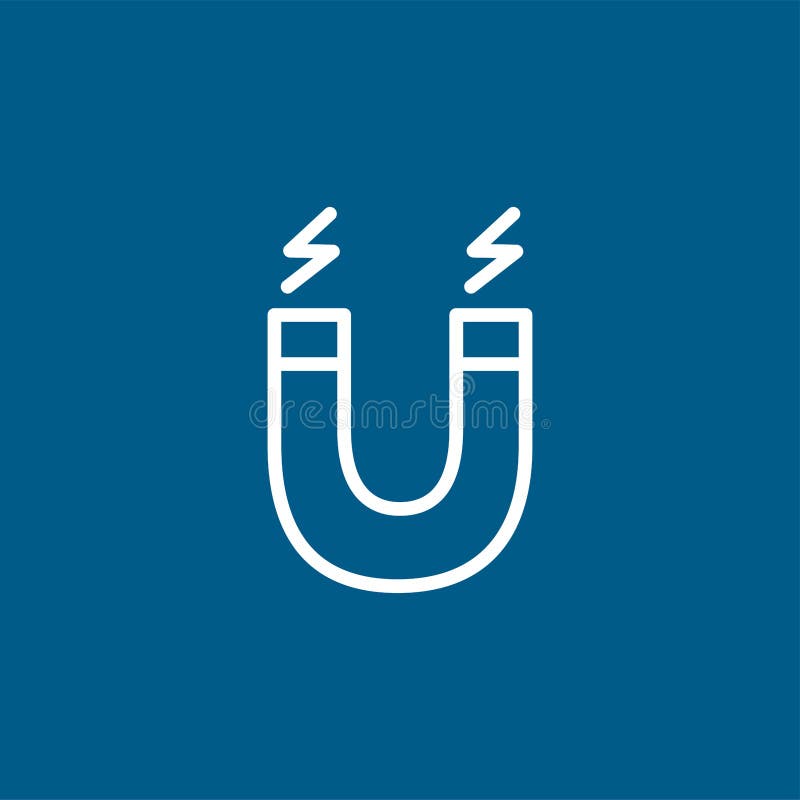 Magnet Line Icon on Blue Background. Blue Flat Style Vector ...