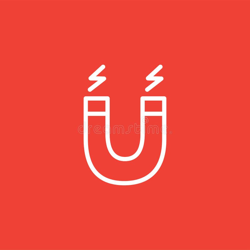 Magnet Line Icon on Red Background. Red Flat Style Vector Illustration ...