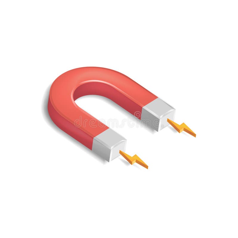 Magnet with Magnetic Power Isolated on White Background. Vector ...