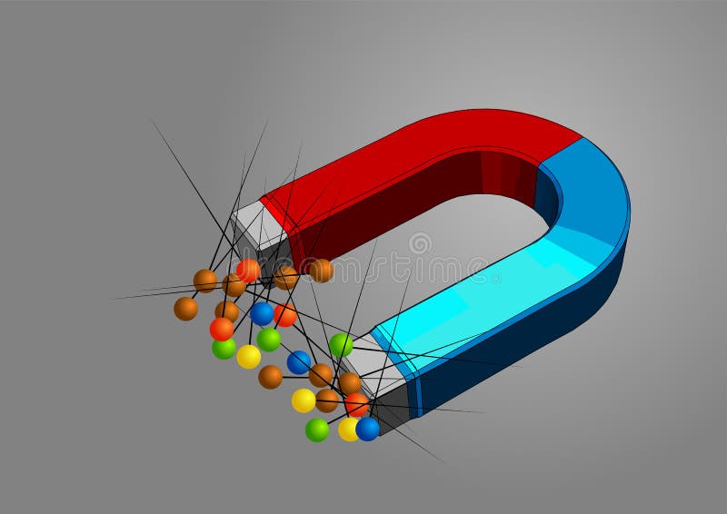 Magnet and pins stock illustration. Illustration of magnet - 121550976