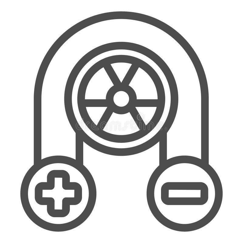 Magnet with Opposite and Positive Pole Line Icon, Atomic Energy Concept ...