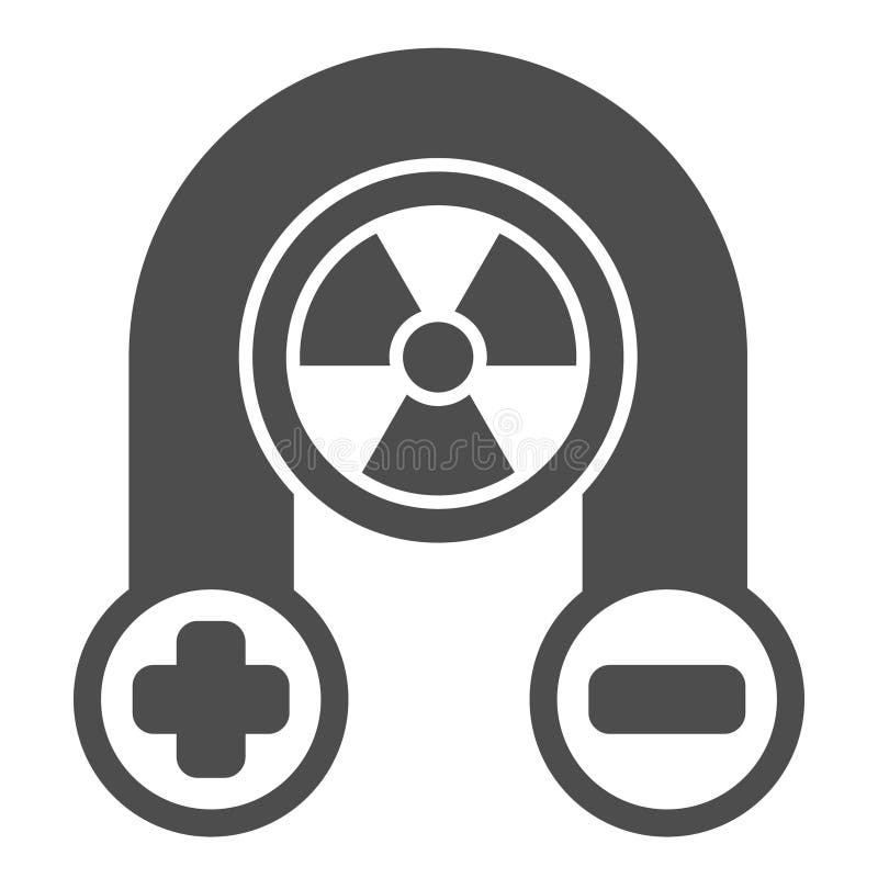 Magnet with Opposite and Positive Pole Solid Icon, Atomic Energy Concept. Vector Graphics Stock ...