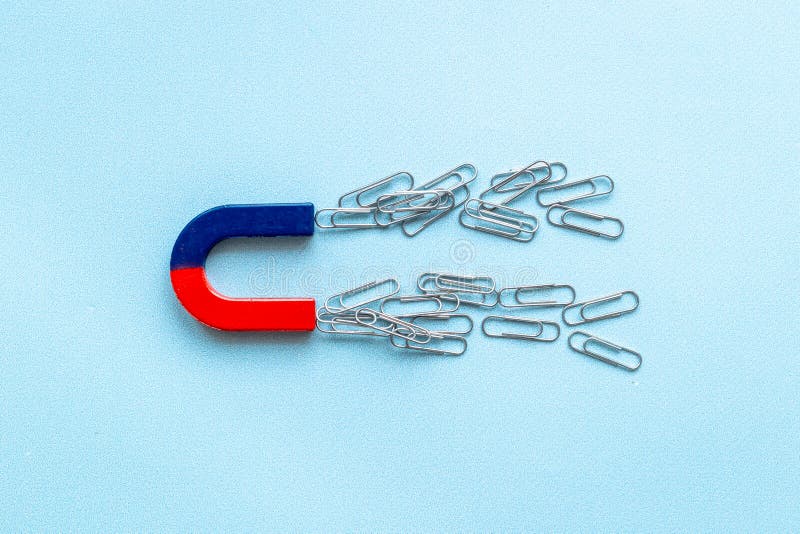 Magnet with Paper Clips. Office Supplies Top View Stock Image - Image ...