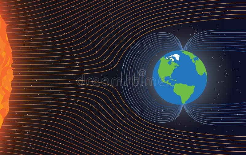 Magnetfeld von Erde vektor abbildung. Illustration von magnetismus ...