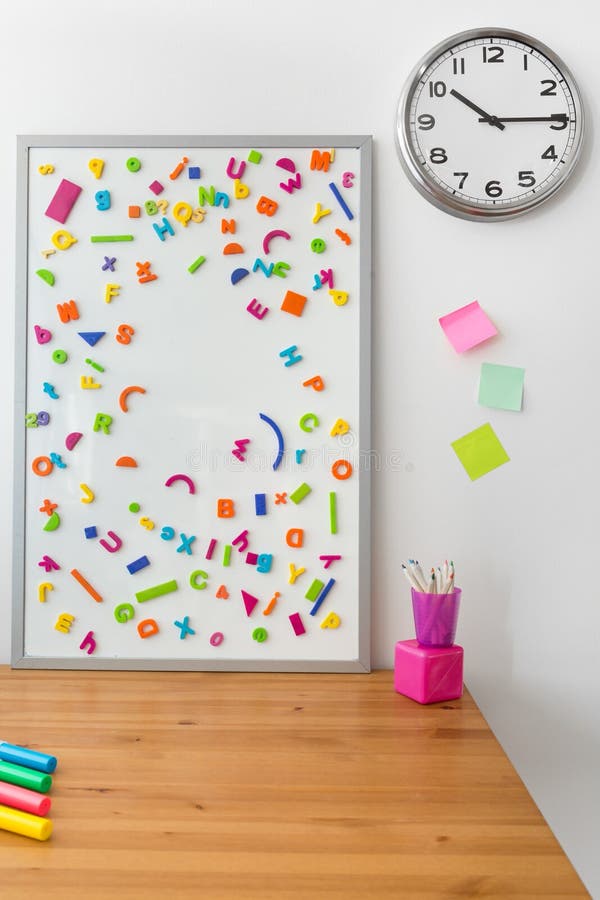 Magnetic Board with Letters Stock Photo - Image of style, room: 56803380
