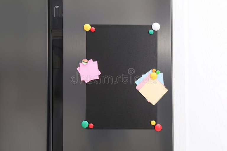 Magnetic Board and Notes on Refrigerator in Kitchen Stock Image - Image ...
