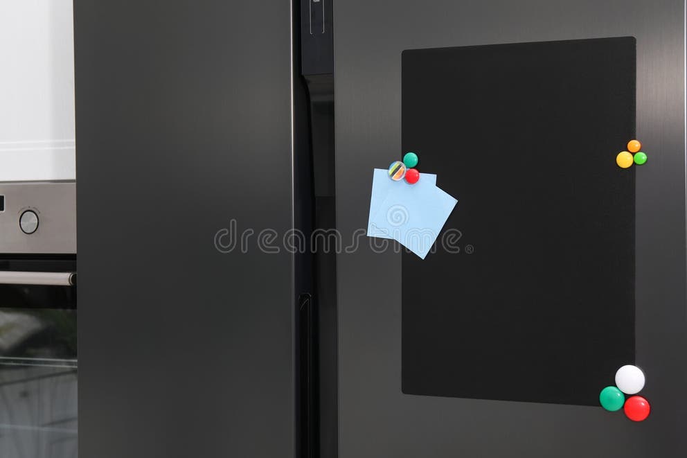 Magnetic Board and Notes on Refrigerator in Kitchen Stock Photo - Image ...