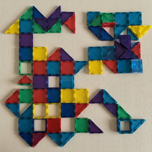 Magnetic Building Tiles Arranged in a Geometric Pattern on a Light ...