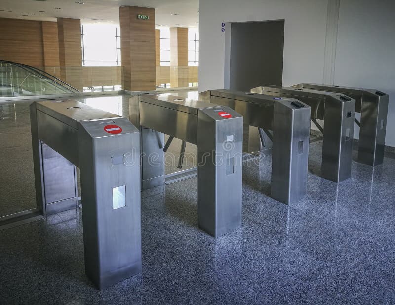 Magnetic Card Entrance Gateway Row Stock Image - Image of access ...