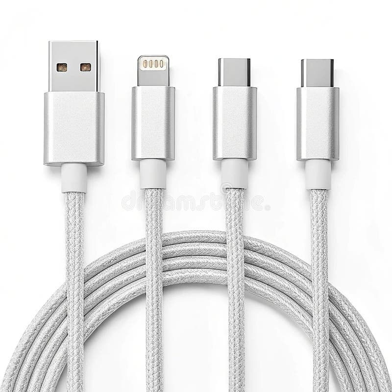 Magnetic Charging Cable Set on White Background Stock Illustration ...