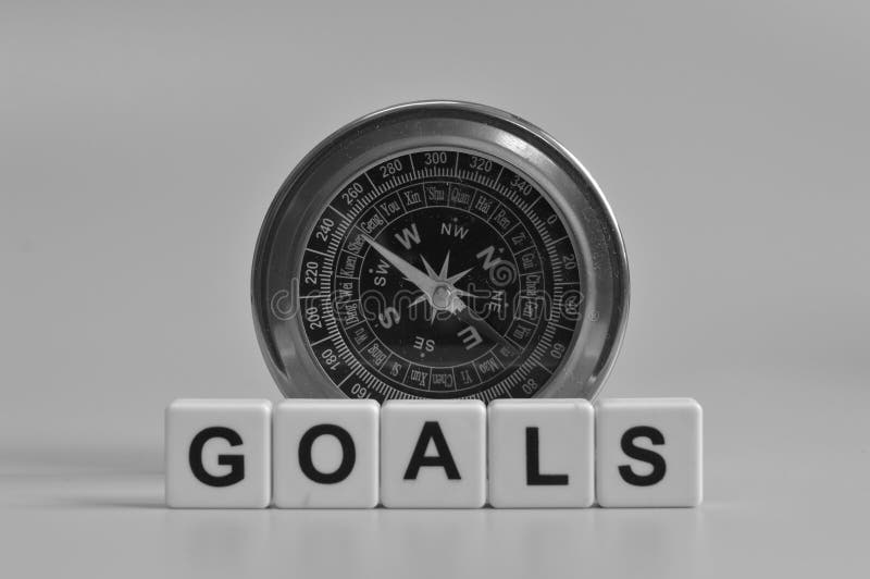 Magnetic Compass and Alphabet Letters with Text GOALS Stock Photo ...