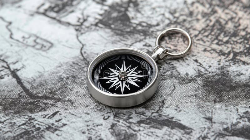 Magnetic Compass Close-up on a Vintage Map Exploring Travel Concept ...