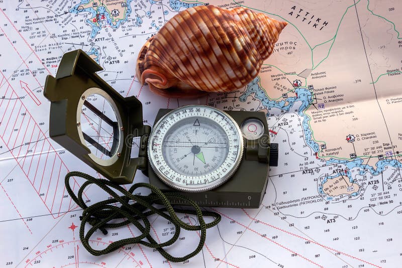 Magnetic Compass on the Map. Stock Image - Image of earth, swimming ...