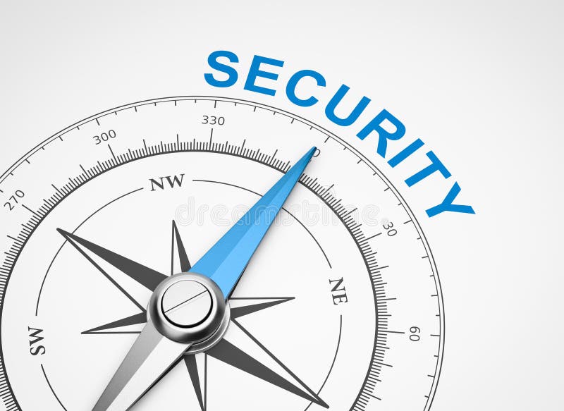 Compass on White Background, Security Concept Stock Illustration ...
