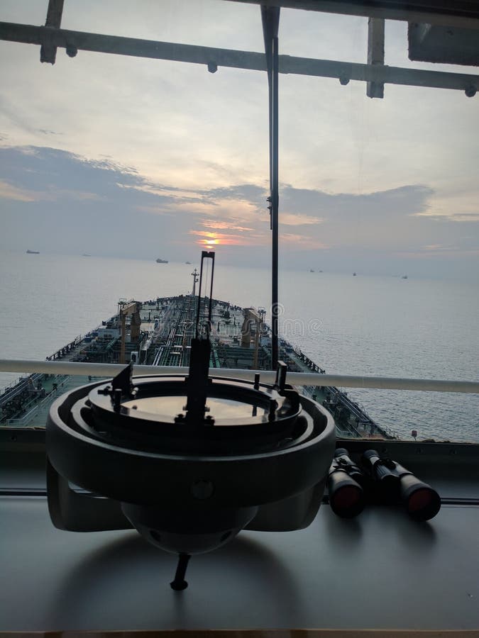 Compass on the Bridge of a Ship Stock Image - Image of orientate ...