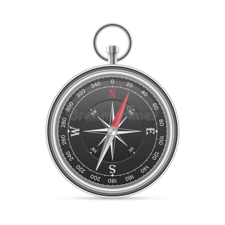 Magnetic Compass Vector Illustration Isolated on White Background Stock ...