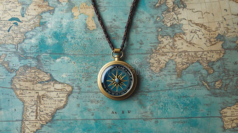 Magnetic Compass on Vintage Map Symbolizing Exploration Stock ...