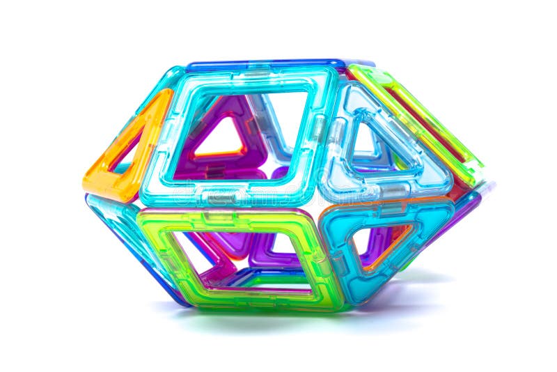 Children`s Toy Magnetic Designer, Isolated on White Background. Close ...