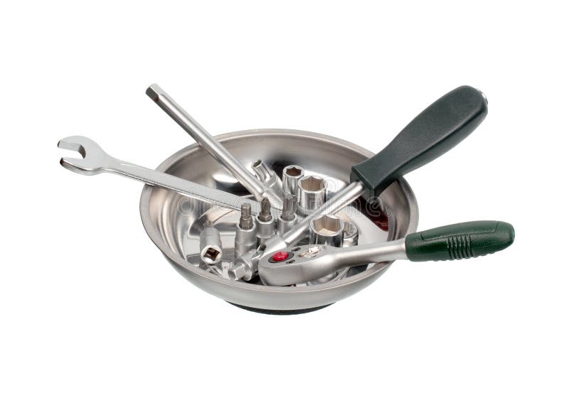 Magnetic dish with tools stock image. Image of technical - 55431289