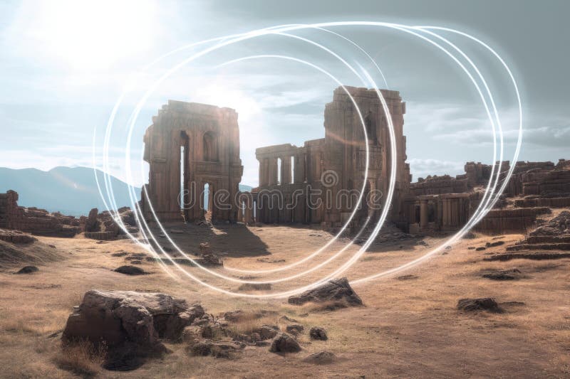 Magnetic Field Lines Around an Ancient Ruin Stock Illustration ...