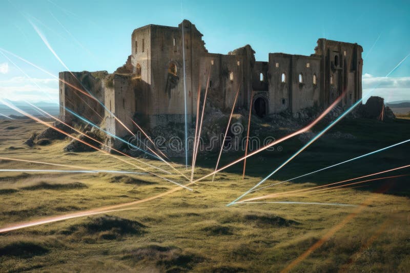 Magnetic Field Lines Around an Ancient Ruin Stock Illustration ...