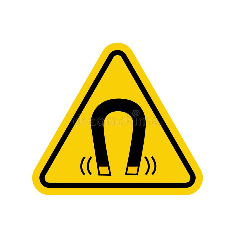 Magnetic Field Sign. Yellow Triangle. Danger. Warning Sign. Danger Zone ...