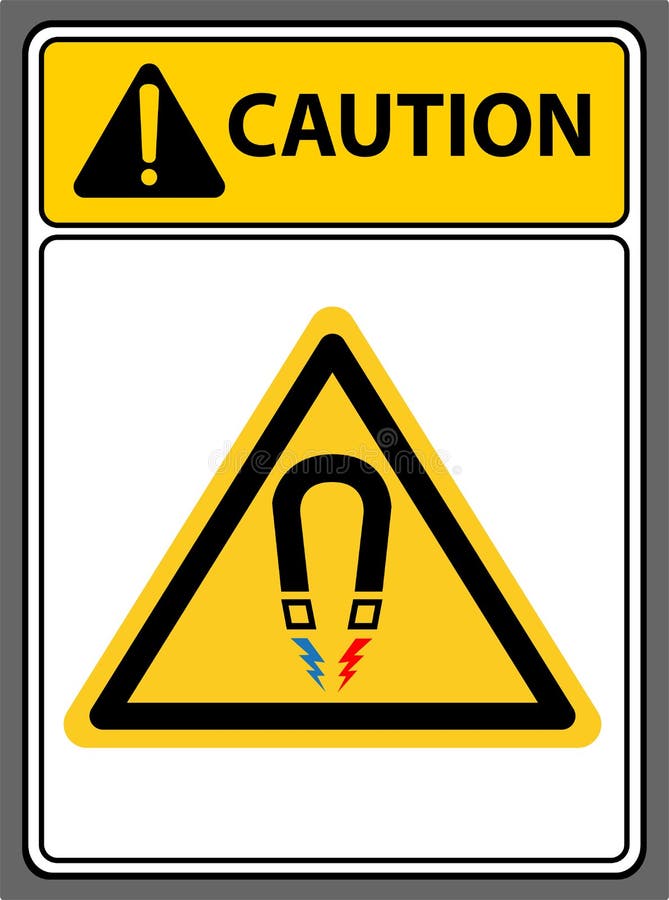 Magnetic Field Warning Sign.,Beware of Strong Magnetic Fields.,Caution ...