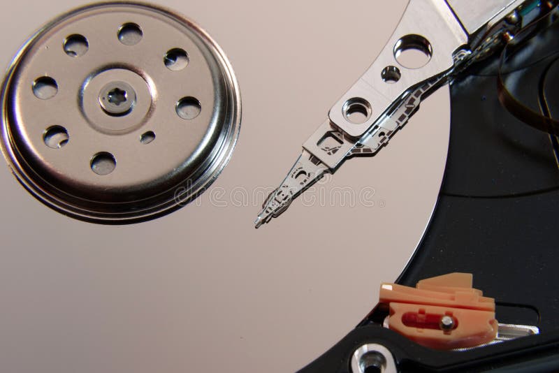 Hard Disk Drive Inside, Toned, Closeup Magnetic Head and Disk Surface ...