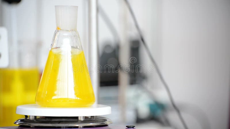 Magnetic Laboratory Stirrer Water with Magnet in Flask Stock Video ...