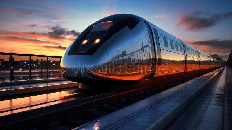A Magnetic Levitation Train, High-speed Rail Stock Illustration ...