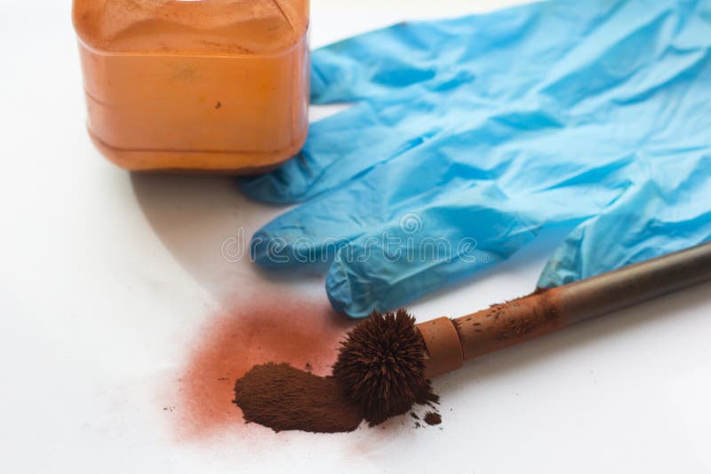 Magnetic Powder Brush, Rubber Glove, Powder Can Stock Image - Image of ...